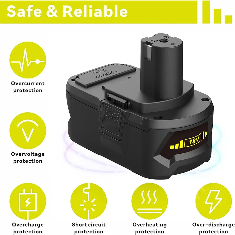 8.0Ah For Ryobi 18V P108 Battery replacement | High Capacity Li-ion Ba ...