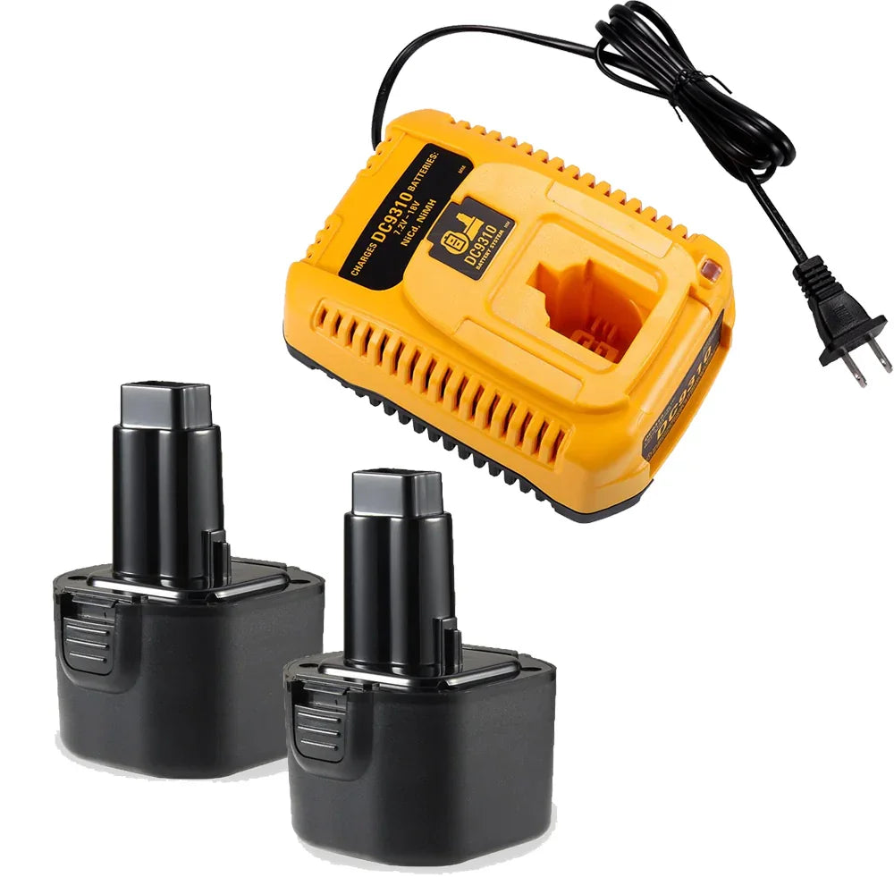 2 Pack For Dewalt 9.6V Battery Replacement DC9062 4.8Ah Battery + DC93 ...