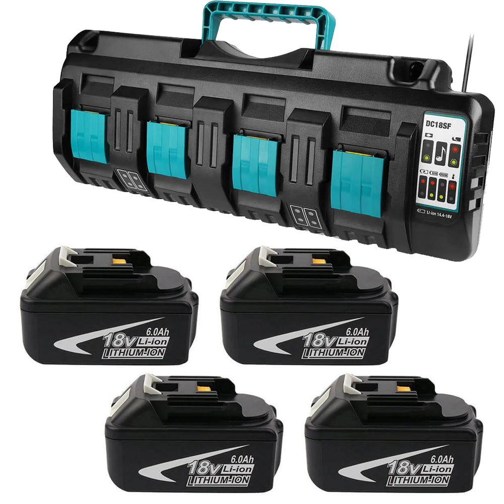 4 Pack For 18V 6Ah Makita BL1860 battery replacement & 4-port 18V Li-i – Triple-Batteries