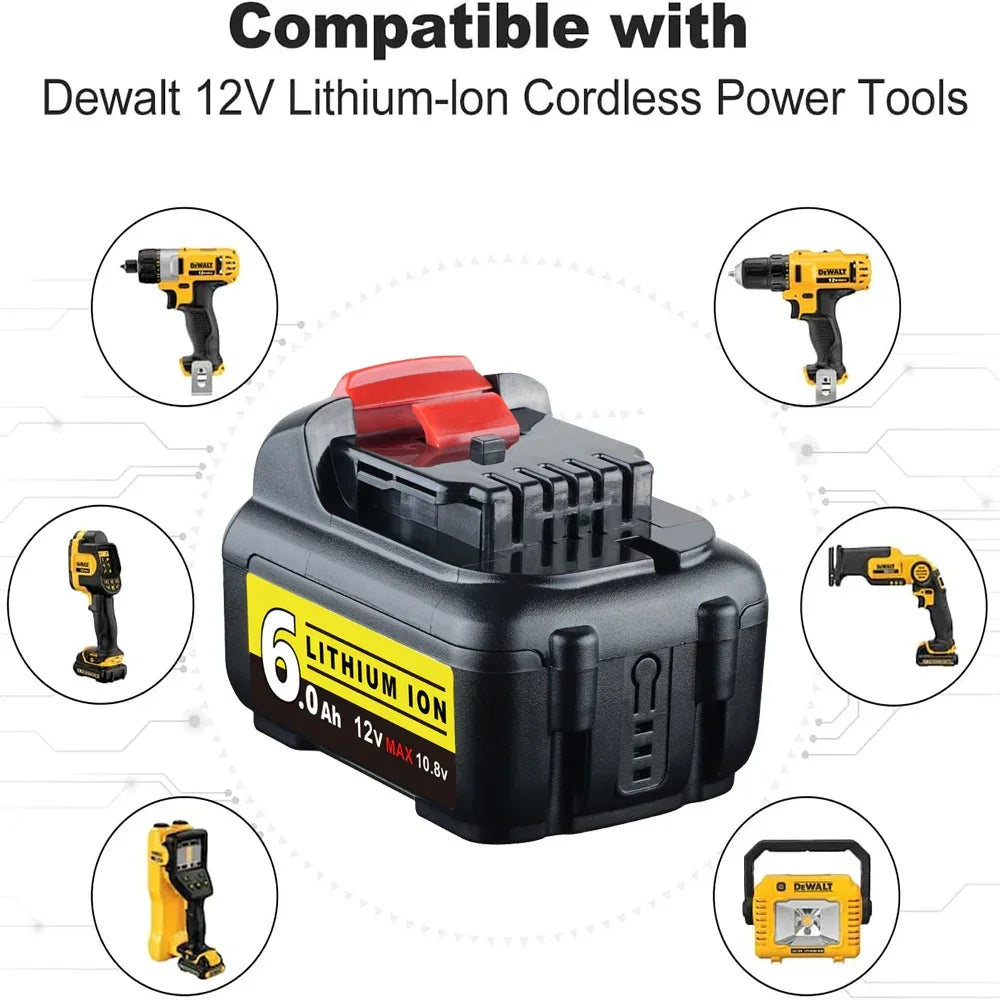 For Dewalt 12V Battery Replacement | DCB120 DCB123 DCB127 6.0Ah Li-ion ...