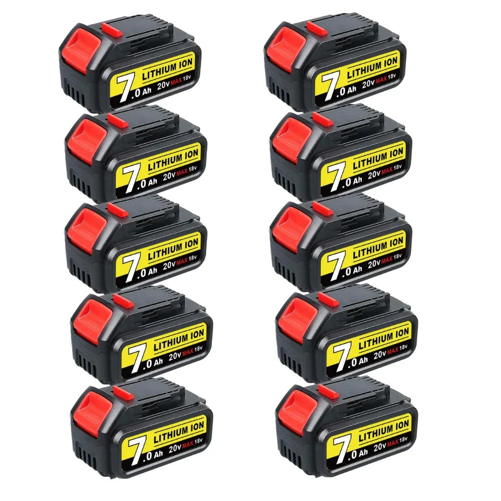 10 Pack For DeWalt 7.0Ah Battery | 20V Max Li-ion Battery DCB200 DCB20 – Triple-Batteries